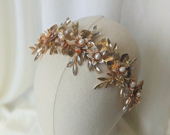 Antique Gold Tiara Flower Tiara Crown With Flowers Gold - Etsy