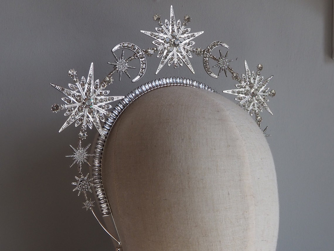 Crystal Silver Halo, Celestial Tiara, Galaxy Halo, Bridal Accessories ...