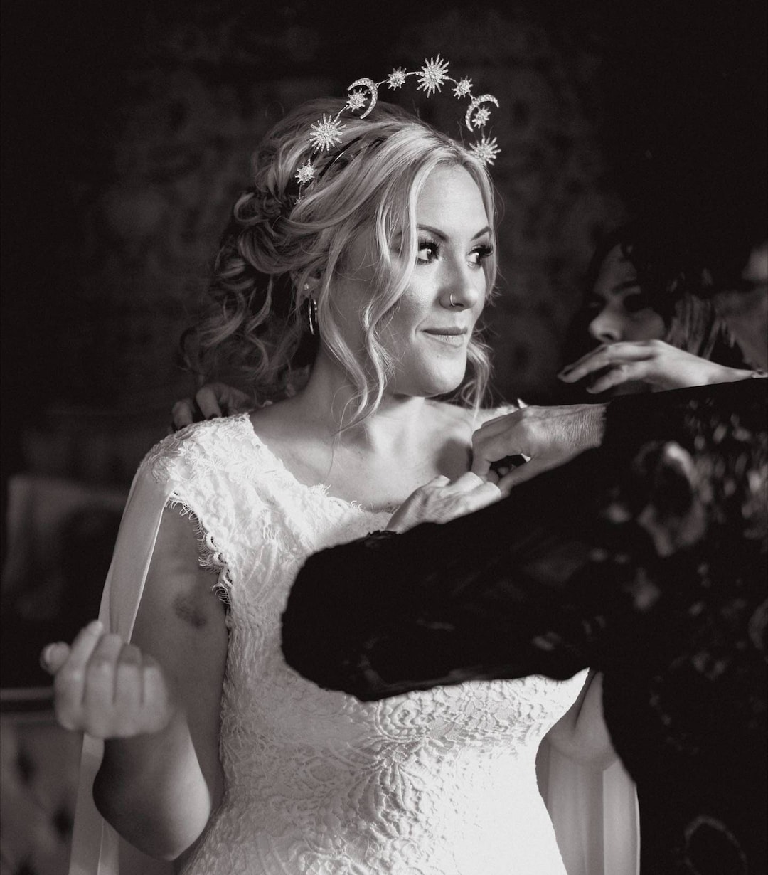 Silver Bridal Galaxy Halo Tiara, Celestial Crown, Wedding Headband ...