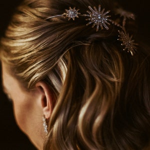 Gold Bridal Back Headpiece, Bridal Star Headpiece, Crystal Star ...