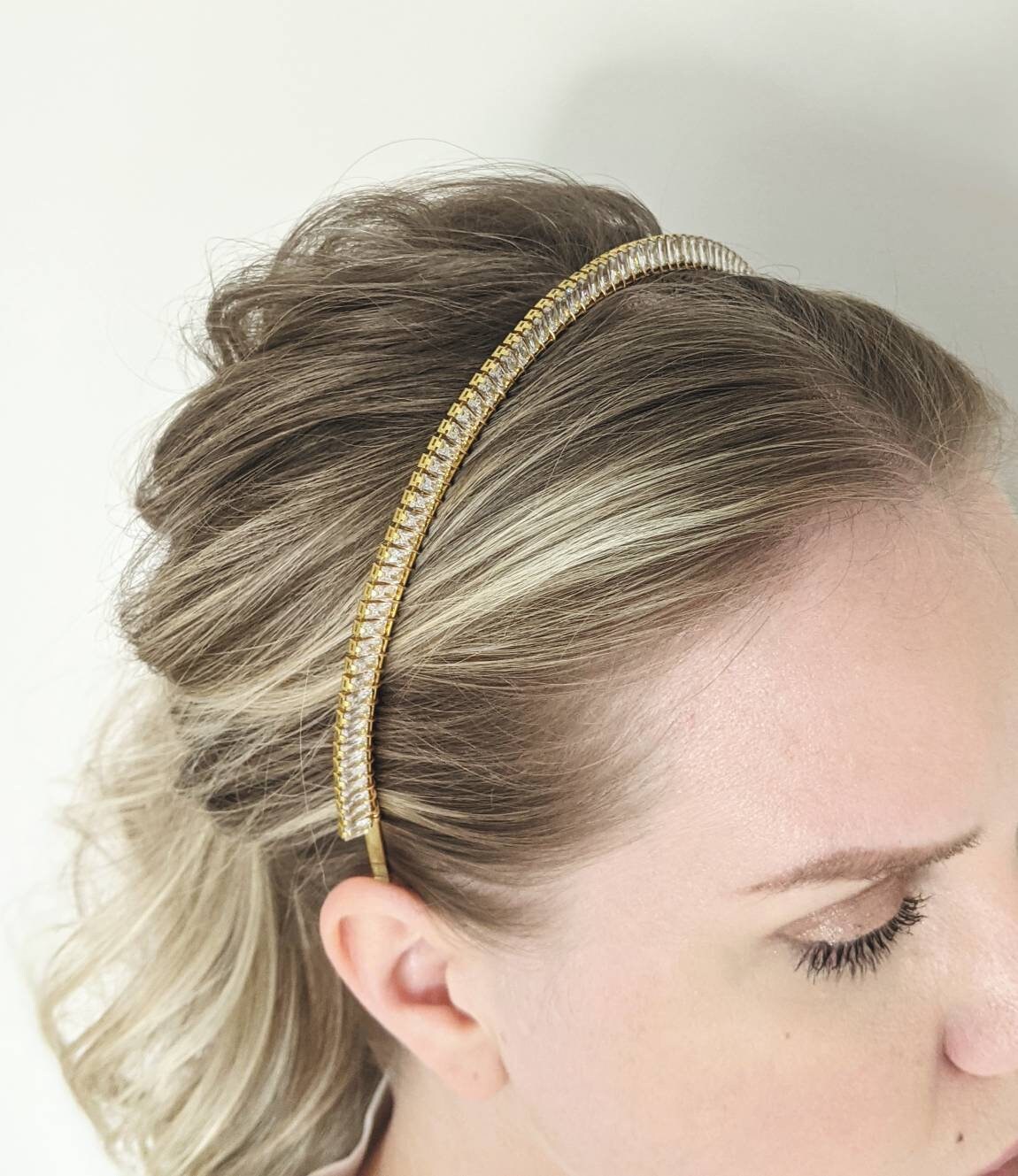 Crystal Gold Bridal Headband Gold Bridal Accessories Gold | Etsy