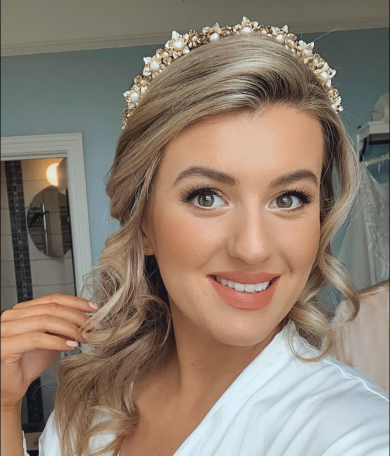 Floral Gold And Pearl Wedding Headband Gold And Pearl Bridal Etsy