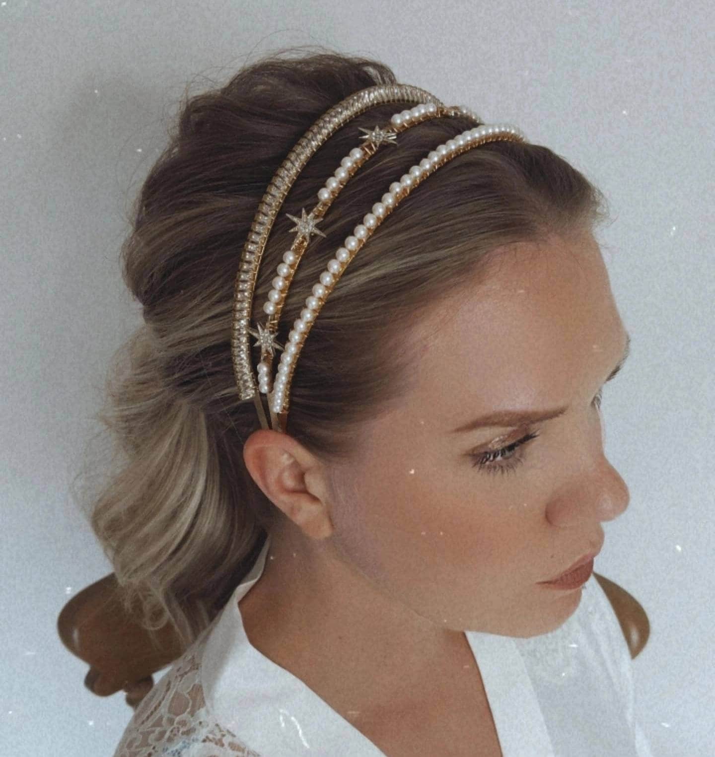 Crystal Gold Bridal Headband Gold Bridal Accessories Gold | Etsy