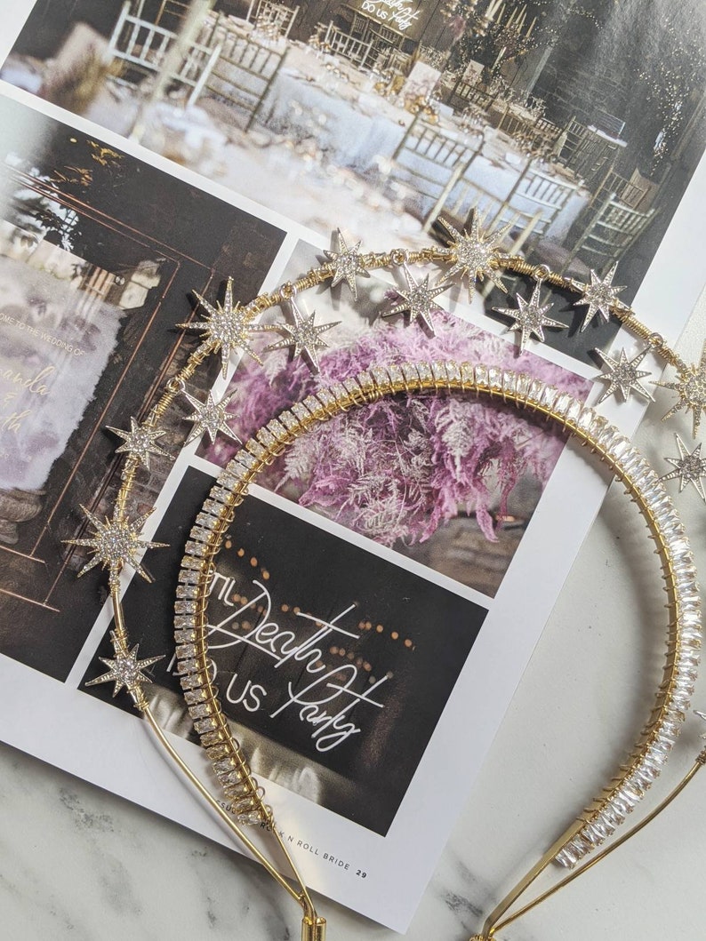 Gold Celestial Bridal Halo Headband Celestial Bridal Crown | Etsy