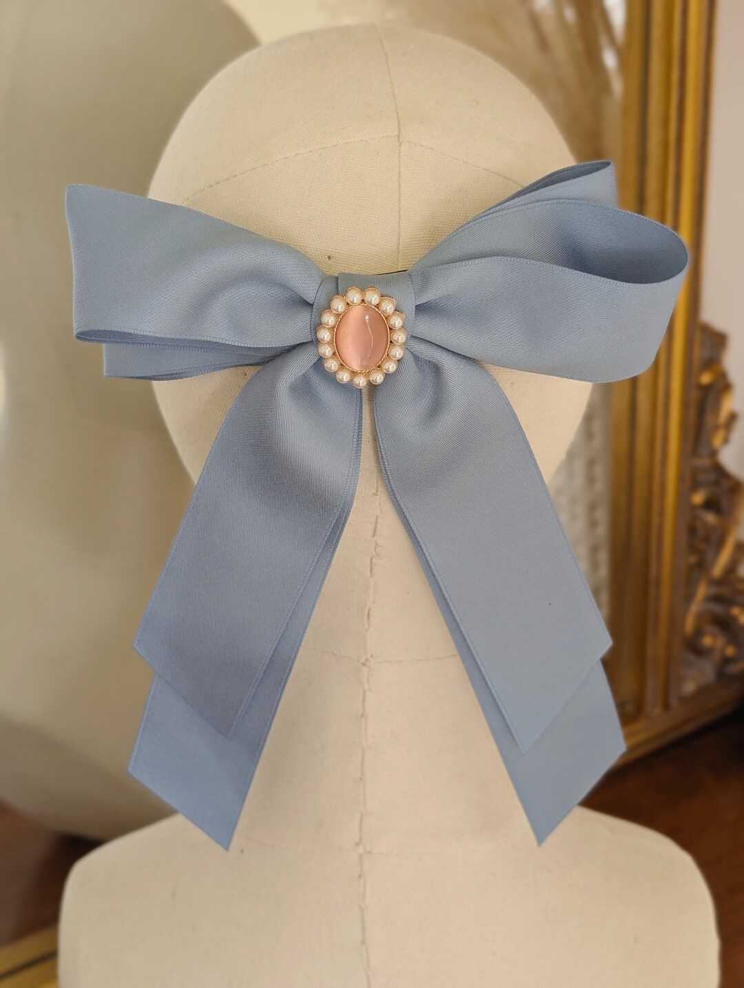 Pale Blue Hair Bow Barrette, Cottagecore Style Hair Bow, Perfect ...