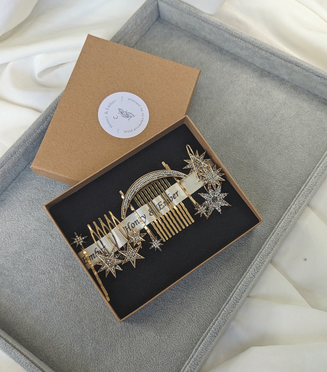 Bridal Gold Celestial Crystal Hair Pins, Wedding Hair Accessories ...