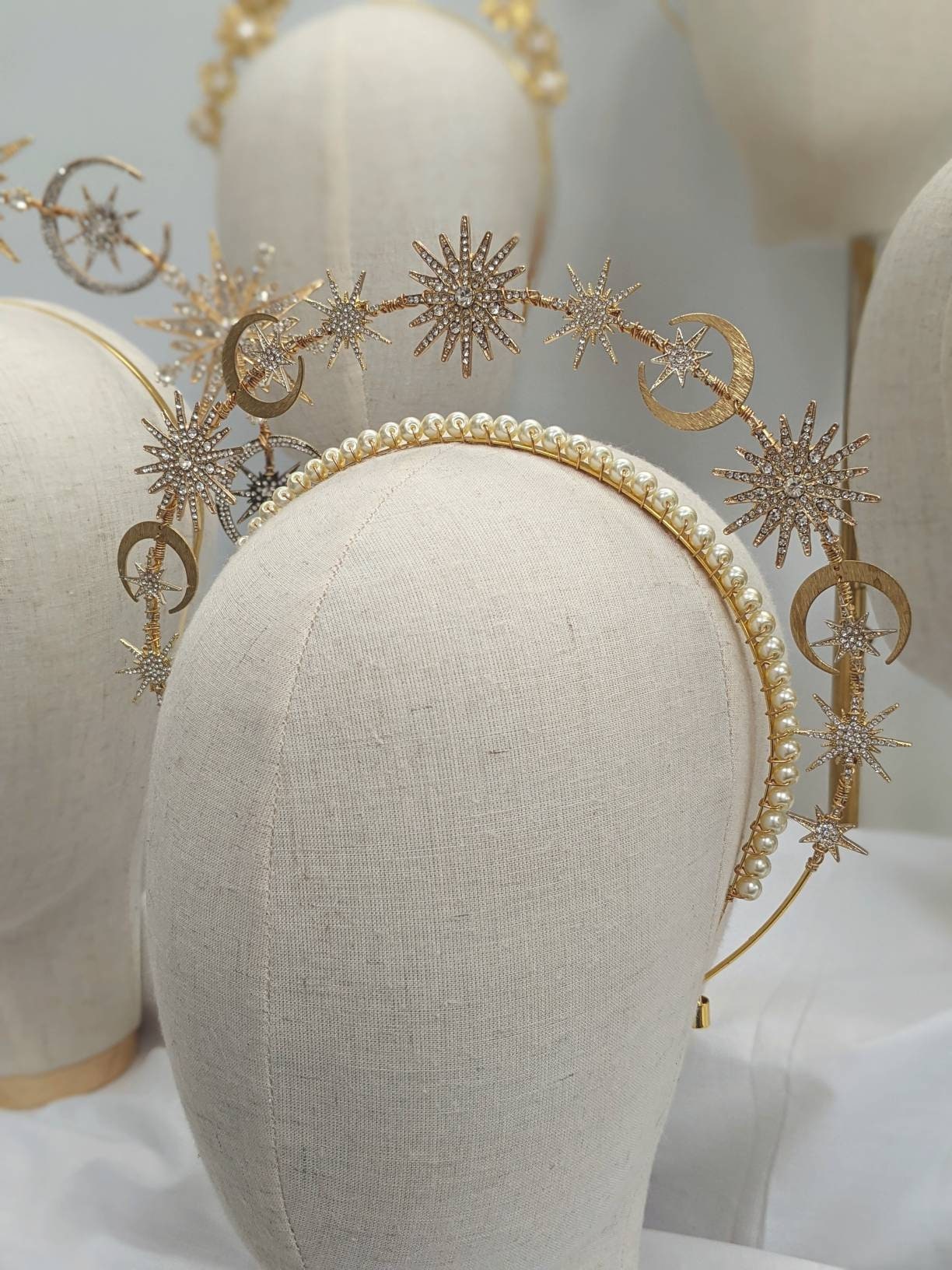 Gold Pearl Halo, Celestial Halo, Gold Galaxy Halo, Bridal Accessories ...