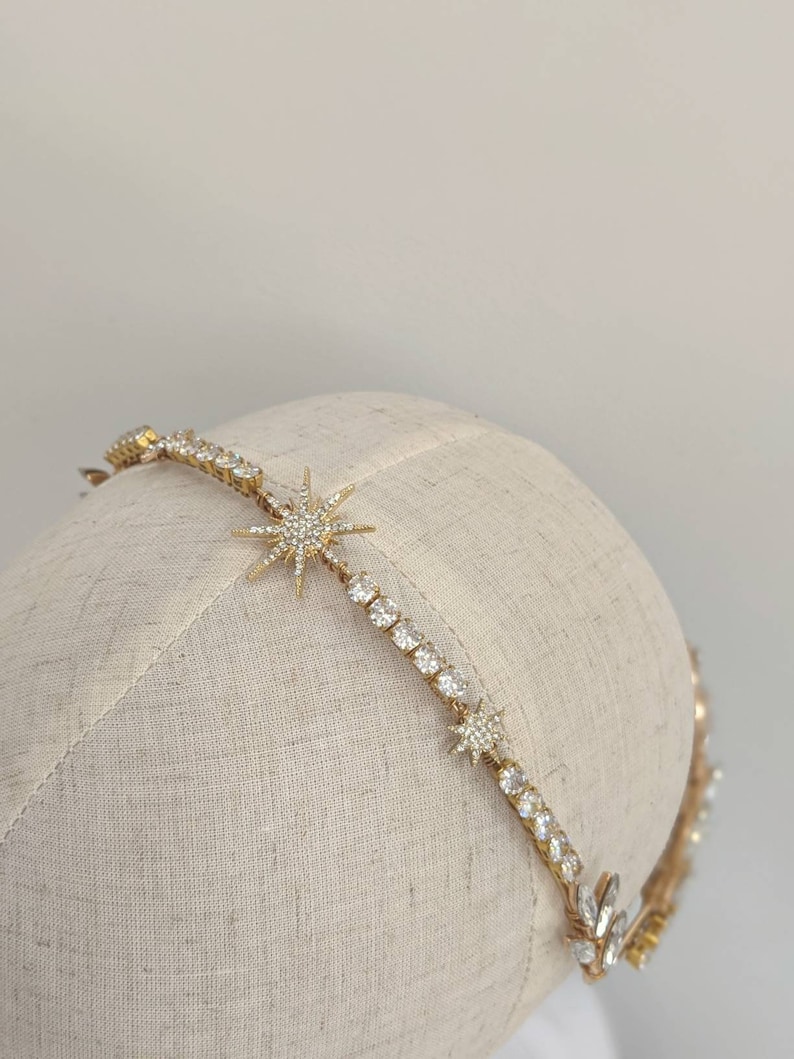 Crystal and Gold Headpiece Celestial Tiara Celestial Crown - Etsy