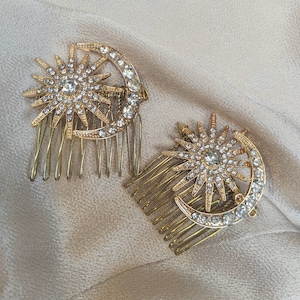 Gold Bridal Hair Comb, Galaxy Hair Comb, Celestial Hair Comb, Star and ...