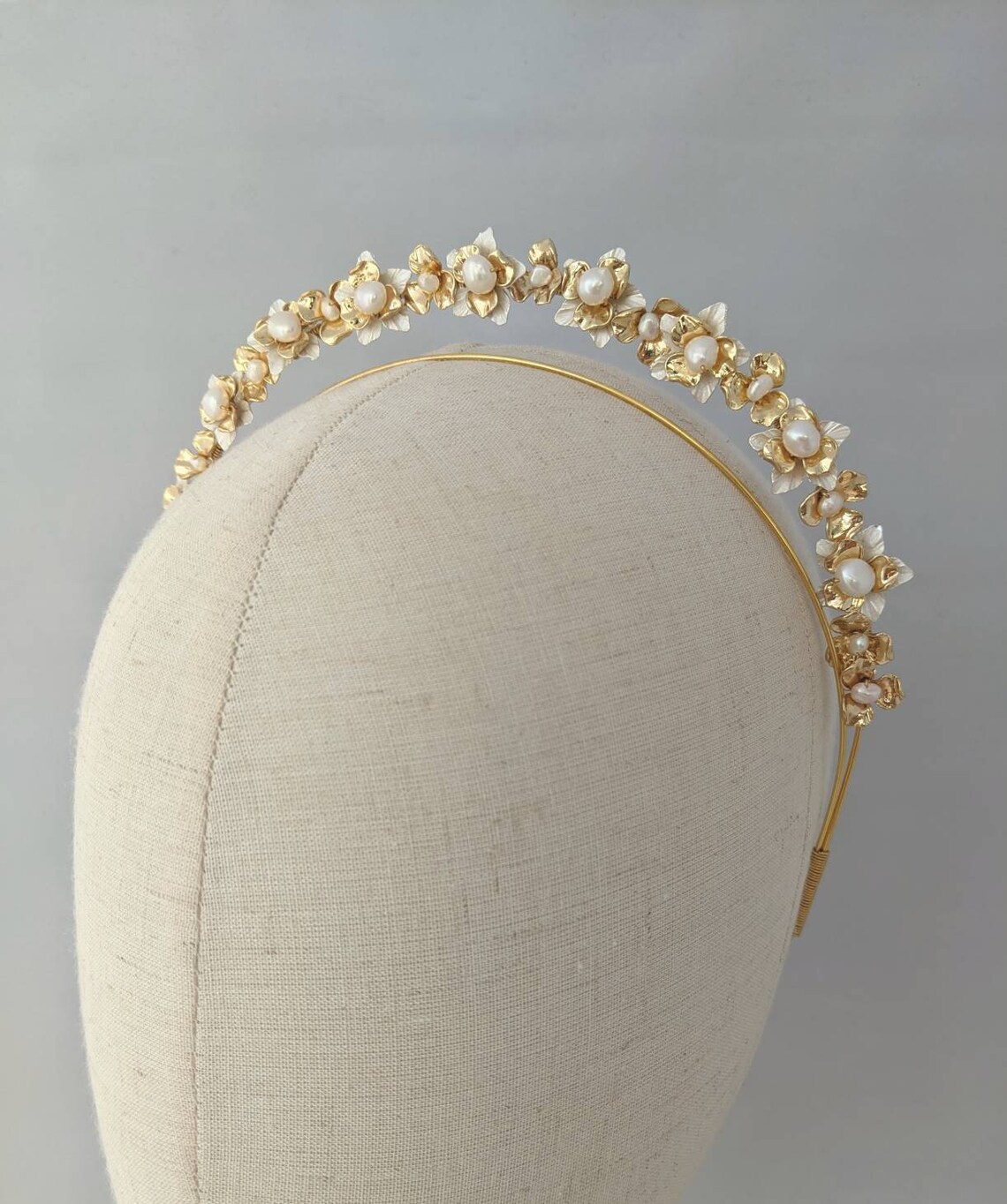 Floral Gold and Pearl Wedding Headband Gold and Pearl Bridal - Etsy