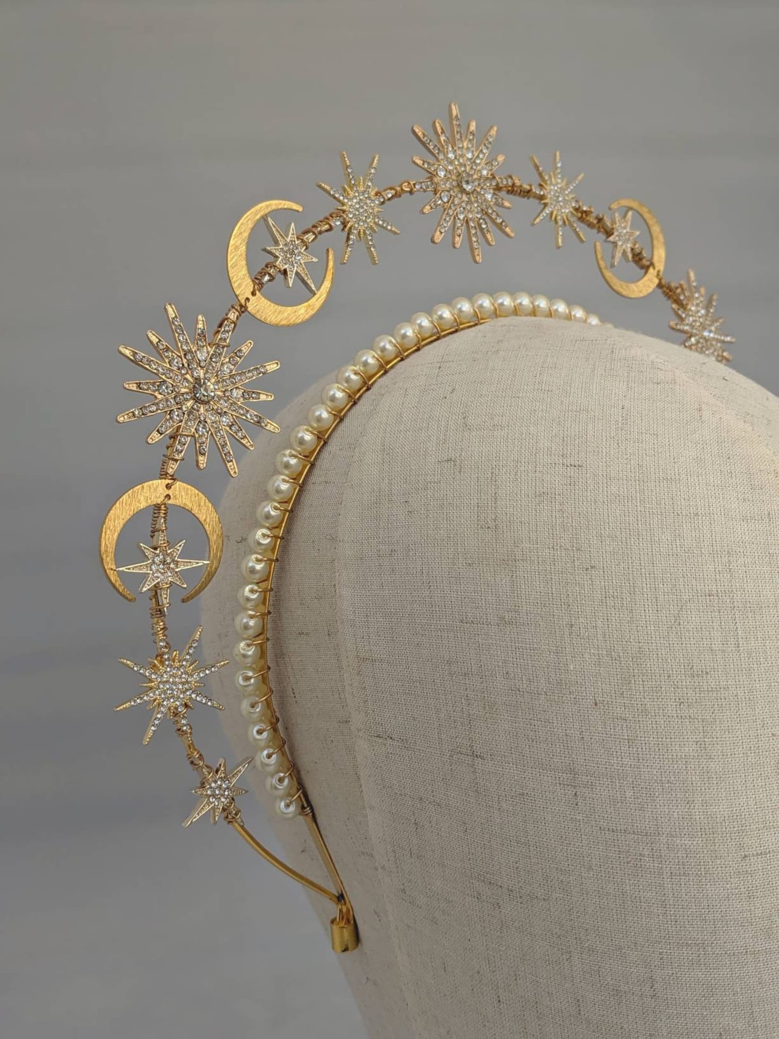 Gold Pearl Halo, Celestial Halo, Gold Galaxy Halo, Bridal Accessories ...