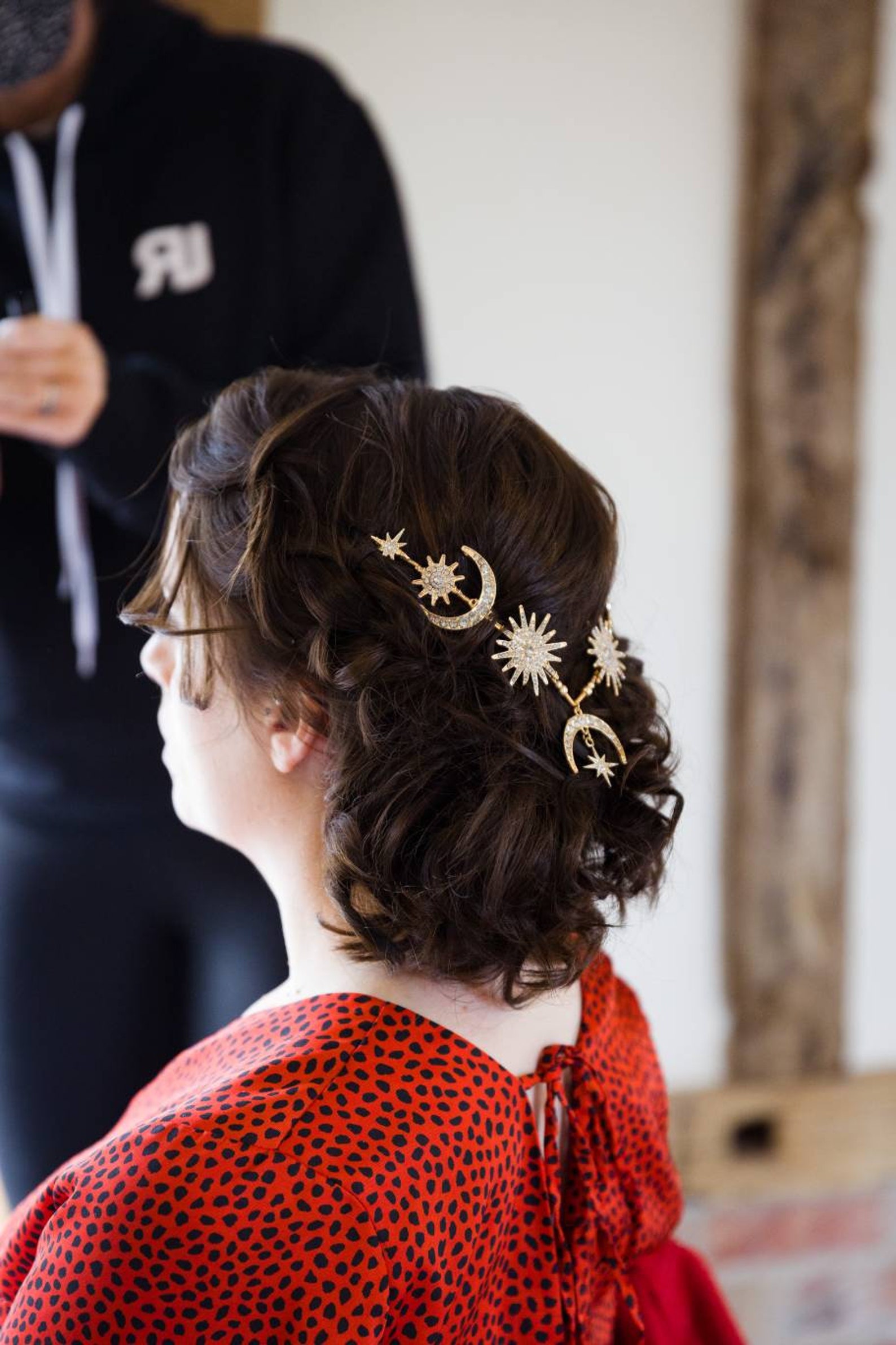 Gold and Crystal Hairpiece, Celestial Tiara, Celestial Back Piece, Boho ...