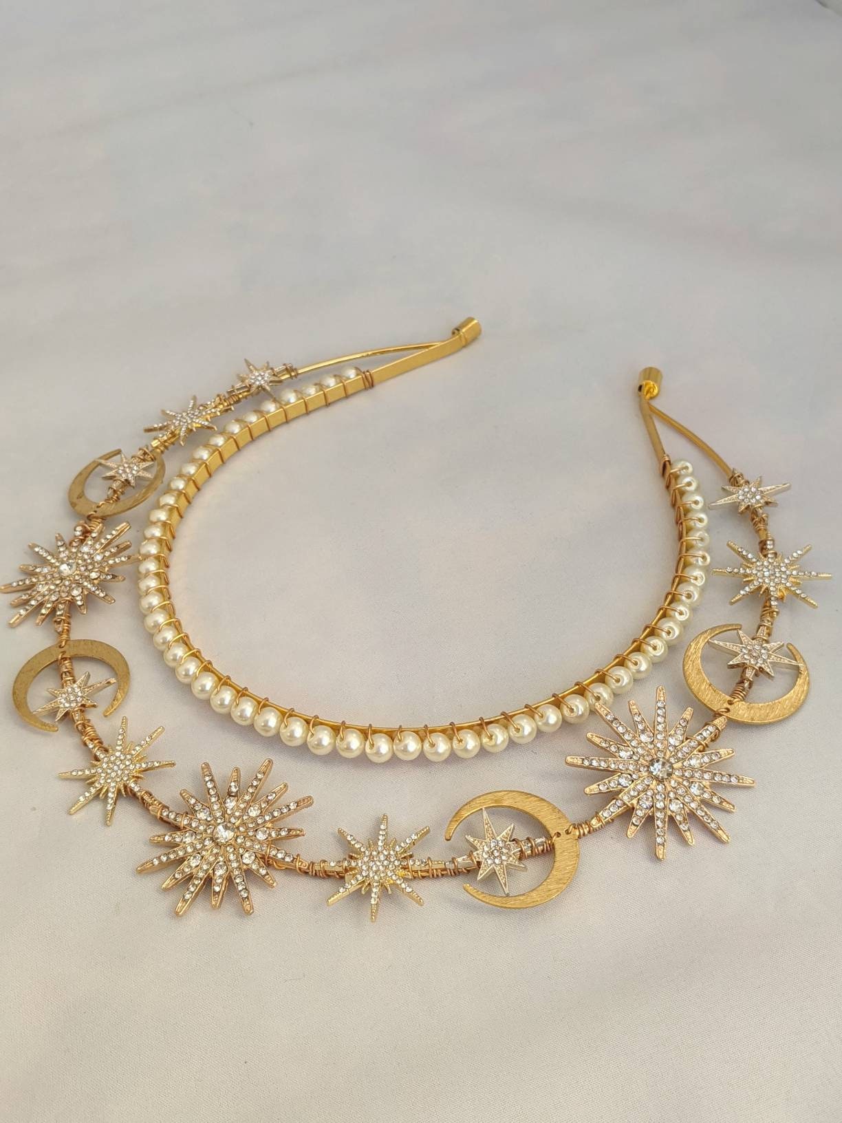 Gold Pearl Halo, Celestial Halo, Gold Galaxy Halo, Bridal Accessories ...