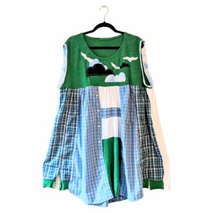 Boho Art Wear Dress, 3X to 4X Plus Size, Beach Core Clothing, Upcycled ...