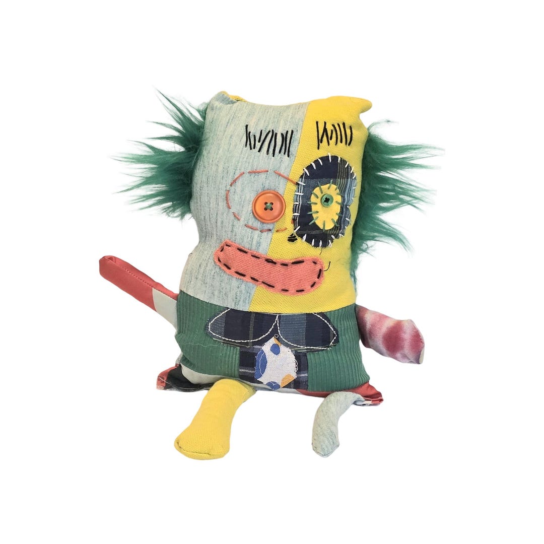 Monster Art Doll Gift for Her Him Plush Handmade Hand Sewn Softie ...