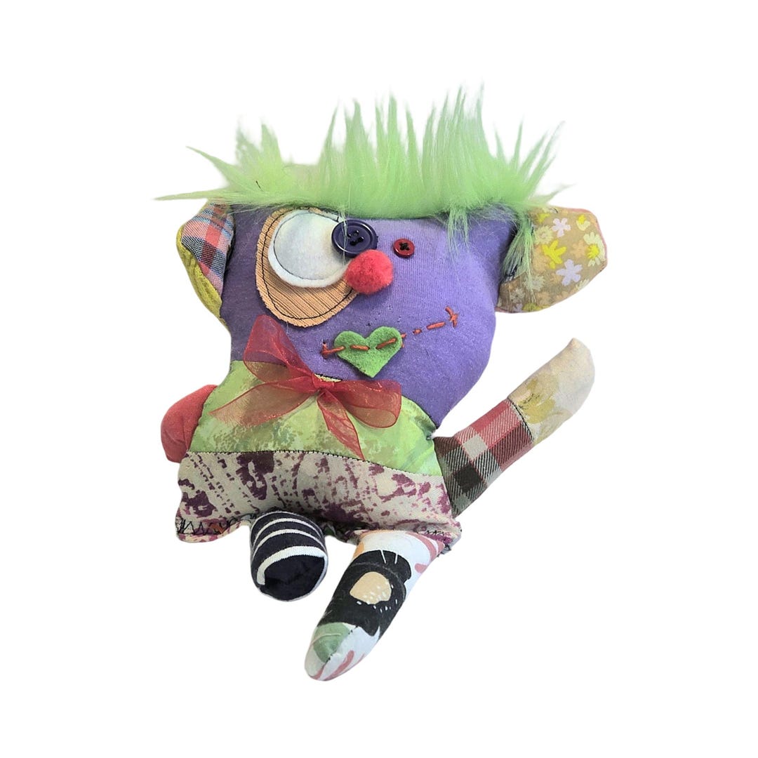 Handmade Plush Toy Monster Stuffed Doll Unique Weird Plushie Colorful ...