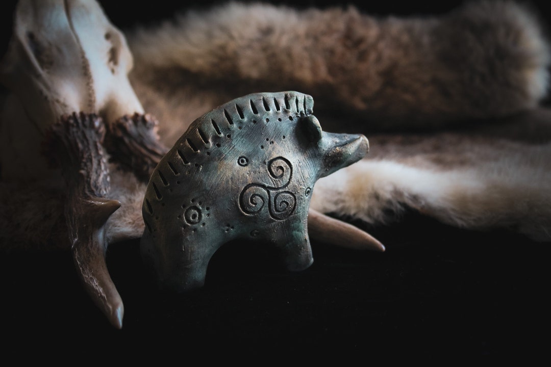 Boar Hand Painted Self Hardening Natural Clay Totem Animal - Etsy