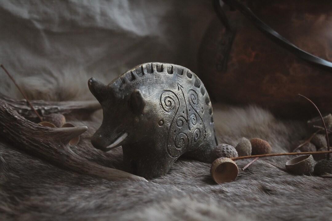 Celtic Boar Hand Painted Self-hardening Natural Clay Totem Animal - Etsy