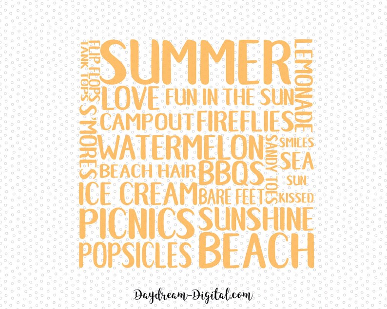 Kids Summer Fun Word Art Beach Picnics Bbqs Campout | Etsy