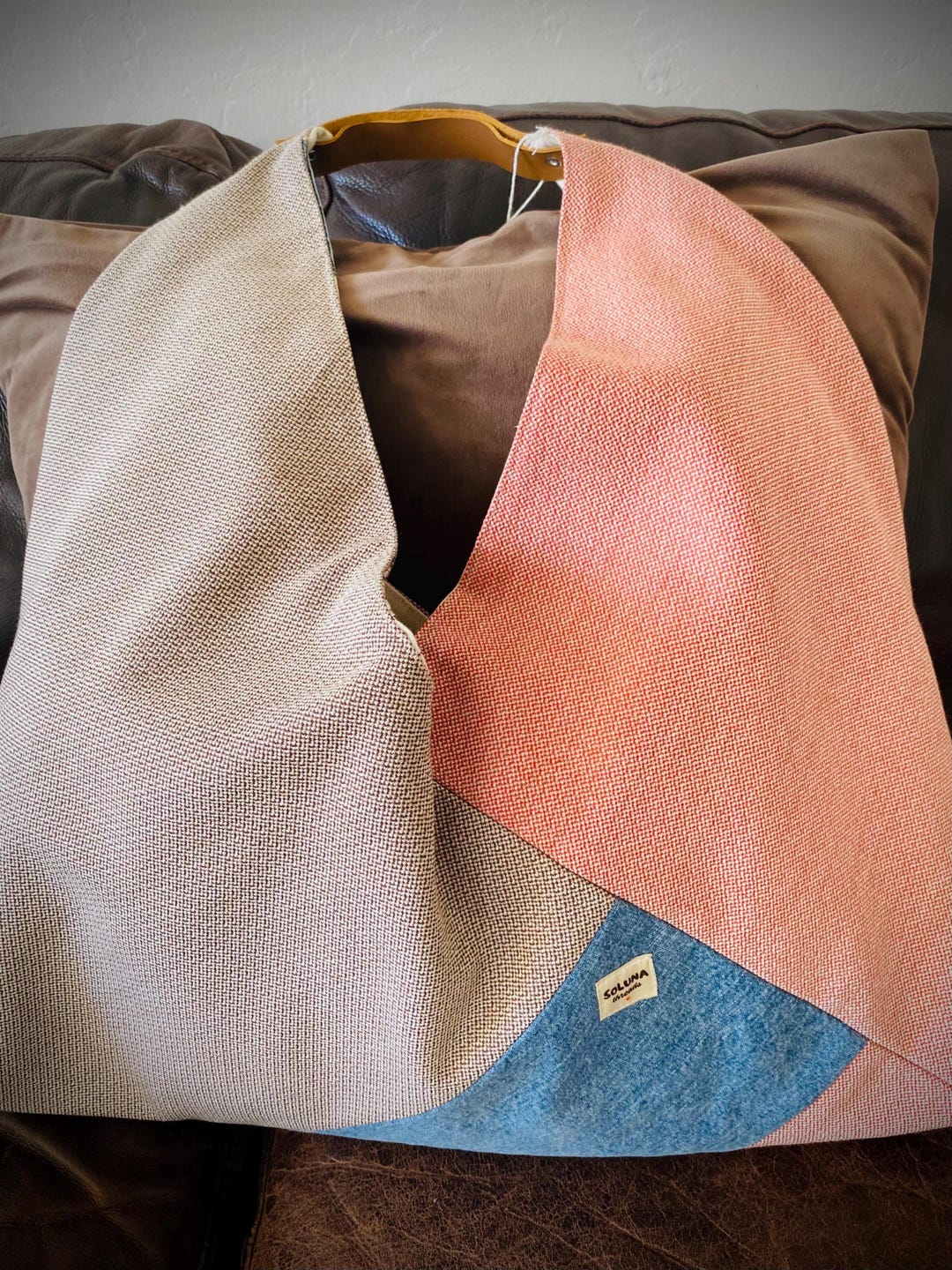 Azuma Style Tote Bag, Leather Straps, Vintage Style - Etsy