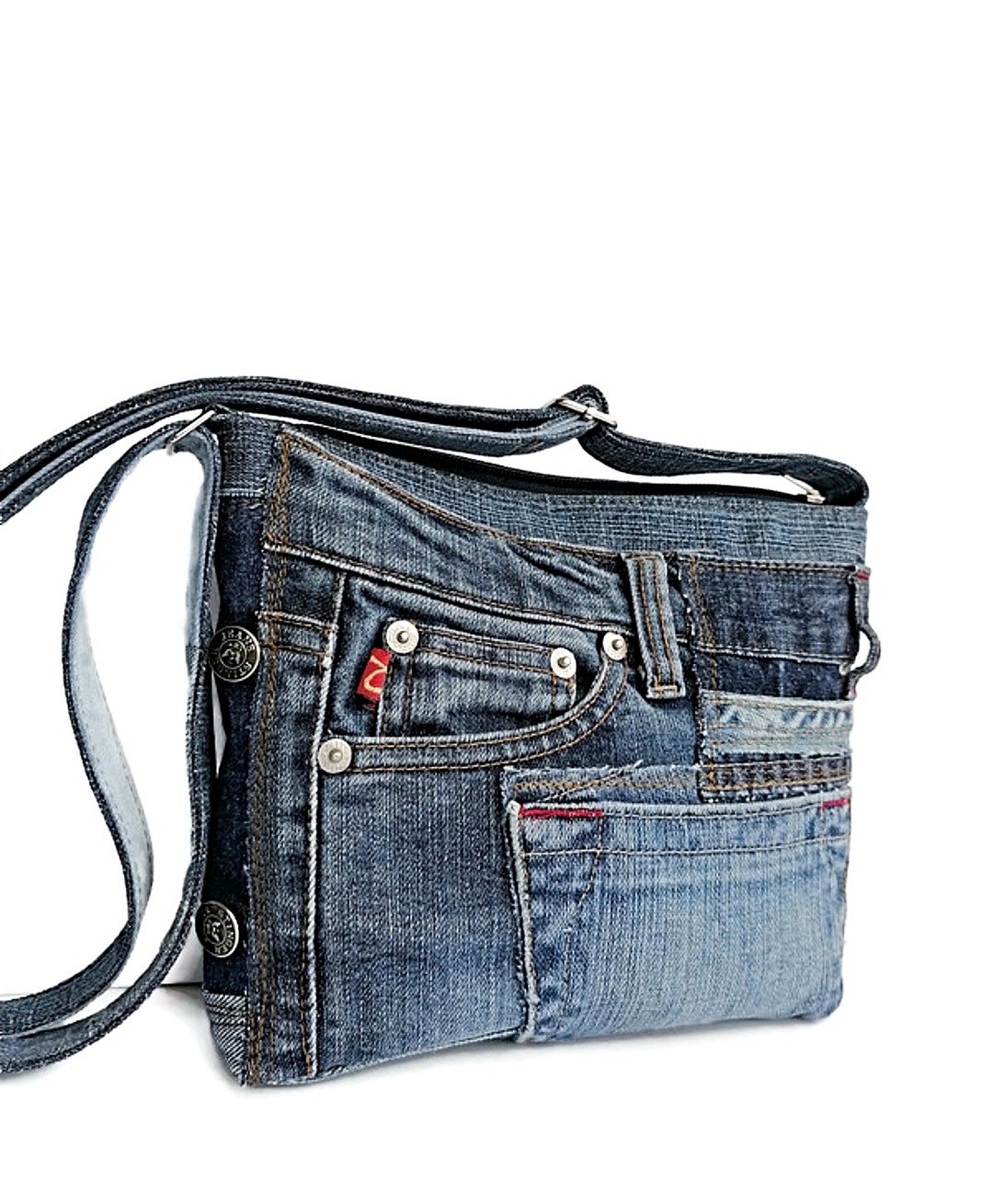Denim Bag Recycled Jeans Purse Jeans Crossbody Bag Upcycled Jeans Bag ...