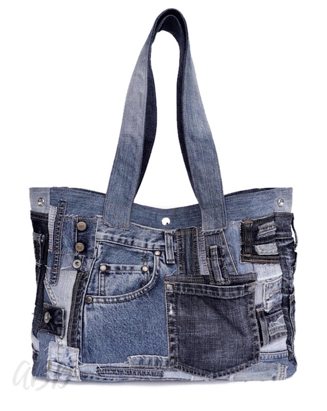 Denim Handbag Denim Purse Bag Recycled Jeans Bag Jeans Purse Patchwork ...