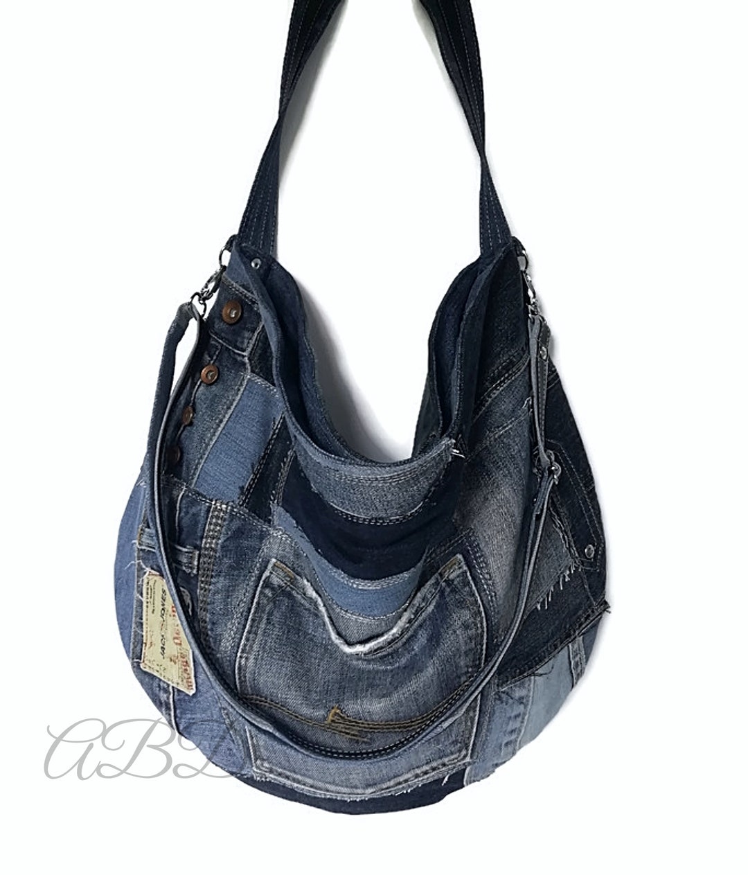Recycled Jeans Bag Large Denim Bag Jeans Handbag Denim Handbag Jeans ...