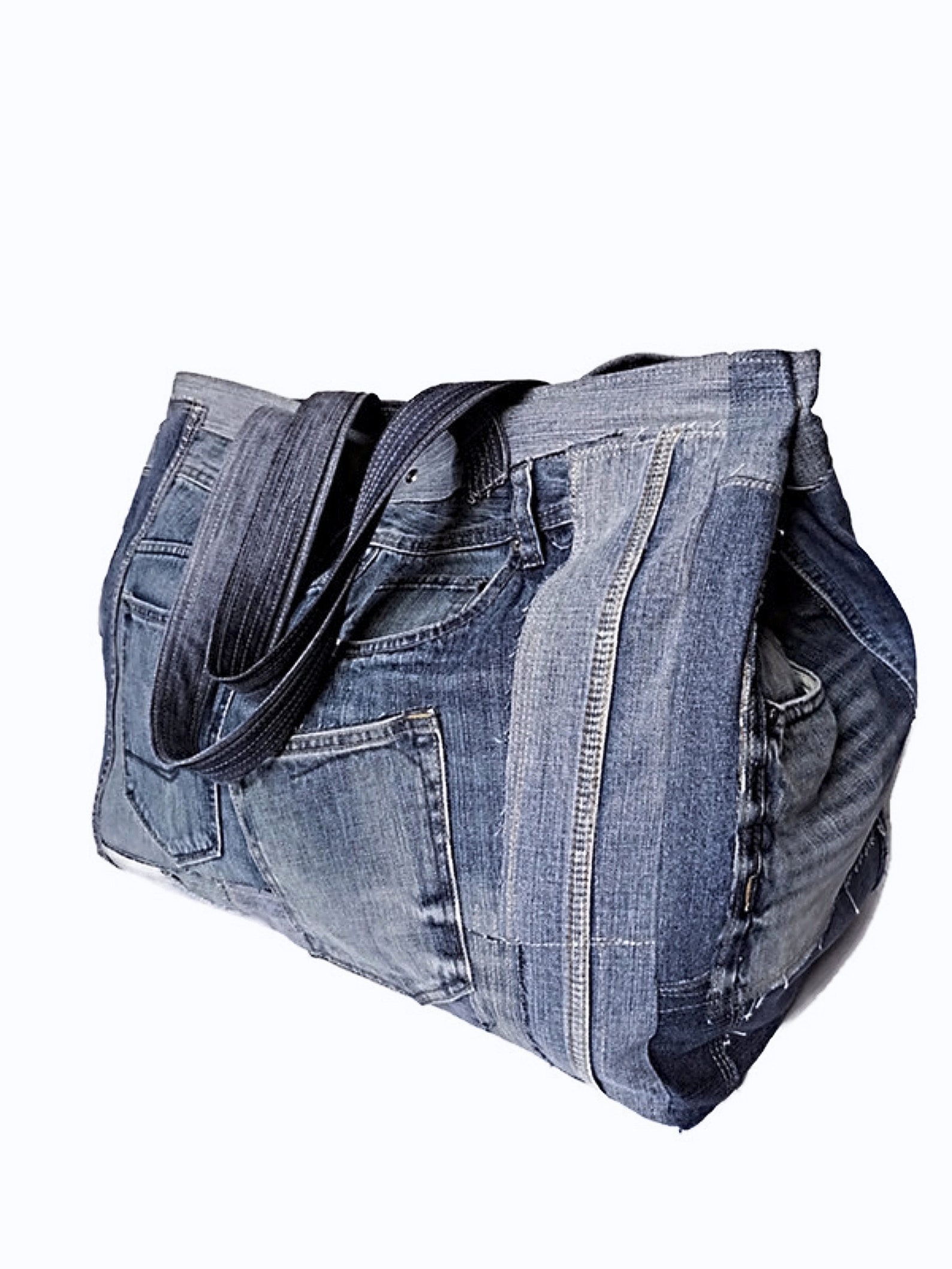 Oversized Upcycled Denim Tote Bag: Large Patchwork Jean Handbag - Etsy