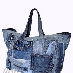 Extra Large Bag Denim Denim Shopping Bag Jeans Weekender Bag Jeans ...