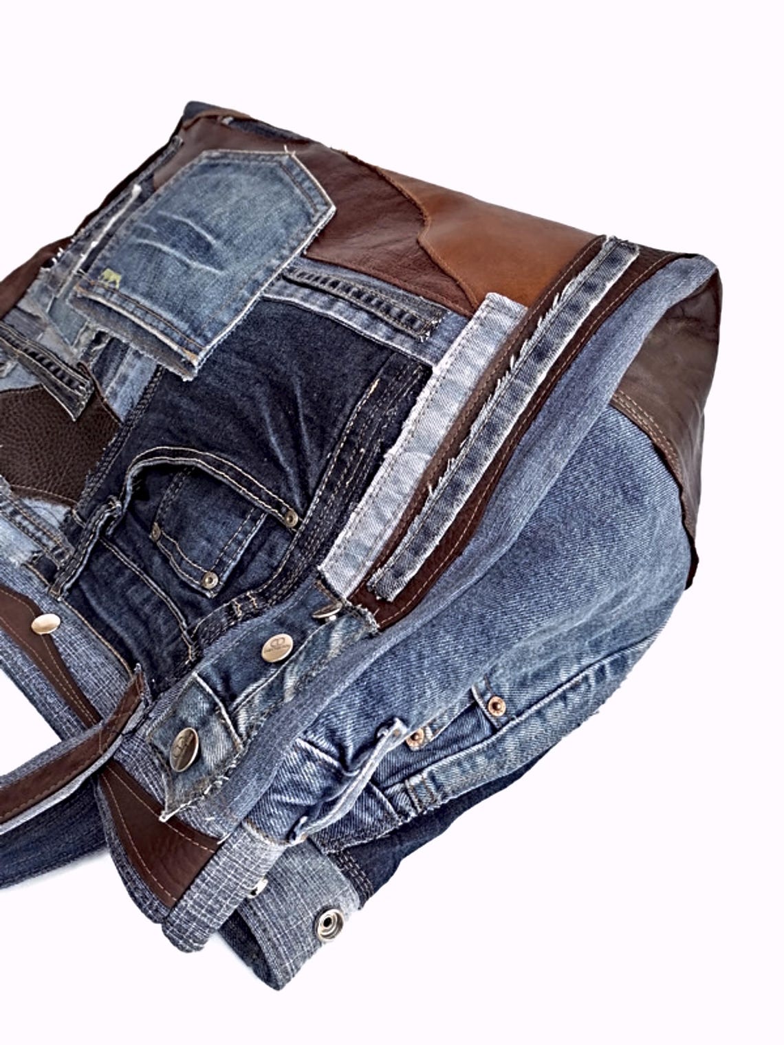 Oversized Recycled Denim Tote Bag: Extra Large Jeans Weekender - Etsy