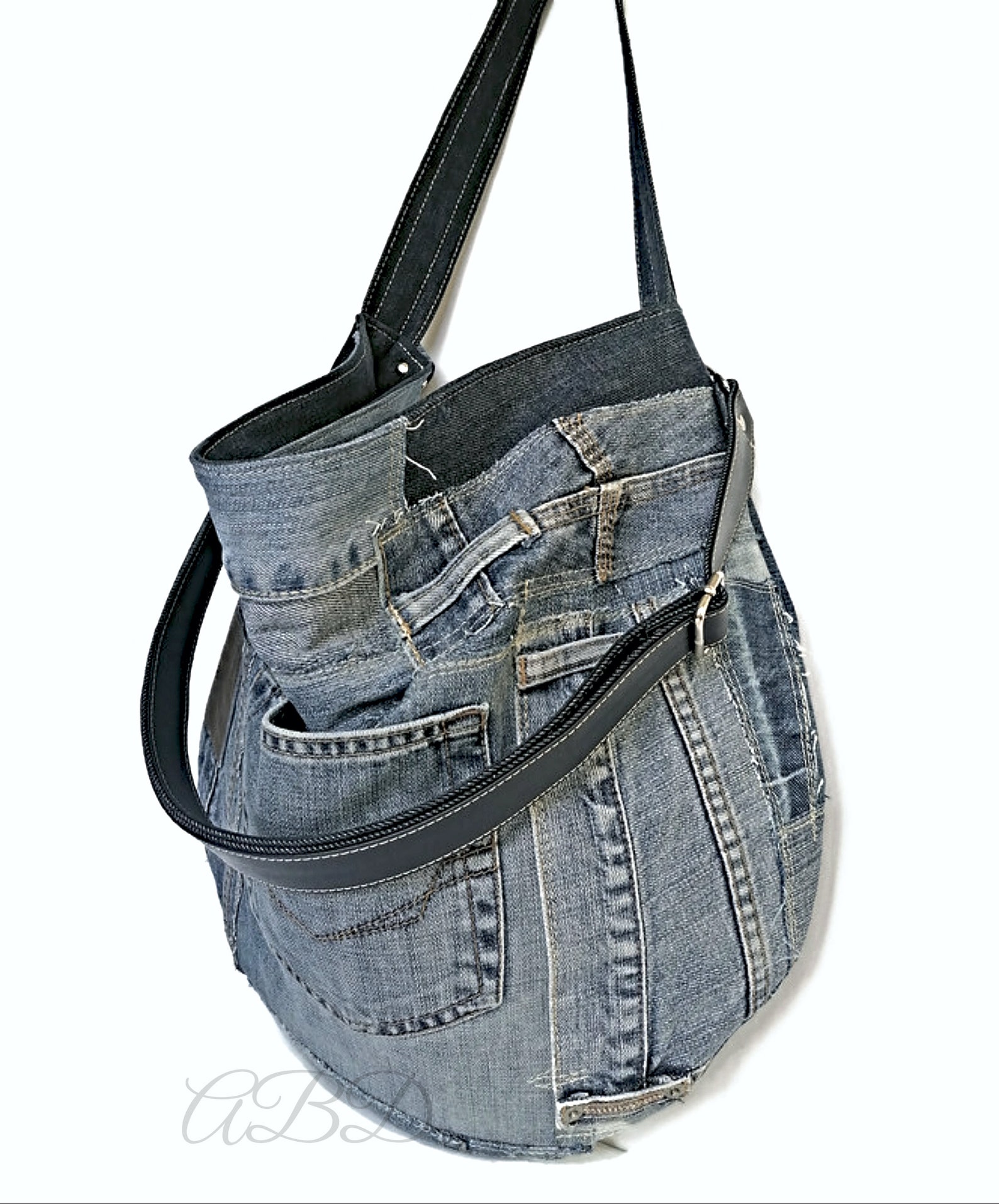 Recycled Jeans Bag Large Denim Bag Jeans Handbag Denim Handbag - Etsy