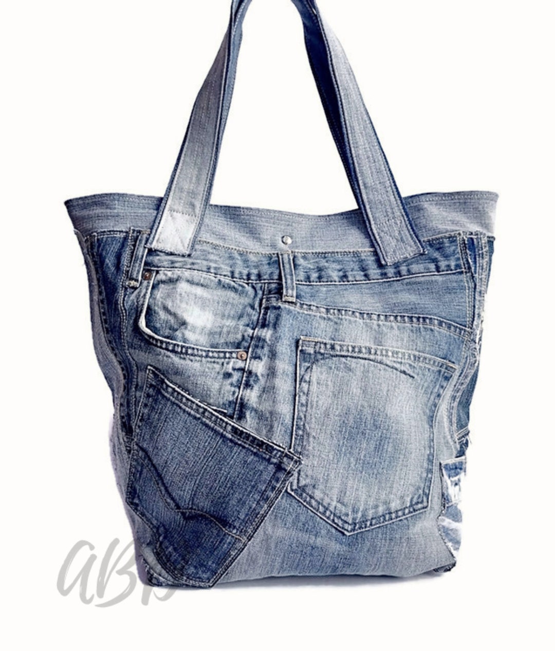 Jeans Tote Large, Denim Tote Large, Recycled Jeans Bag, Jeans Shopping ...