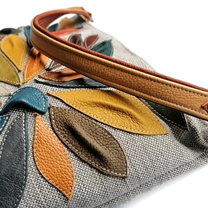 Hobo Flower Bag, Leather Hobo Bag, Slouchy Leather Hobo, Leather Canvas ...