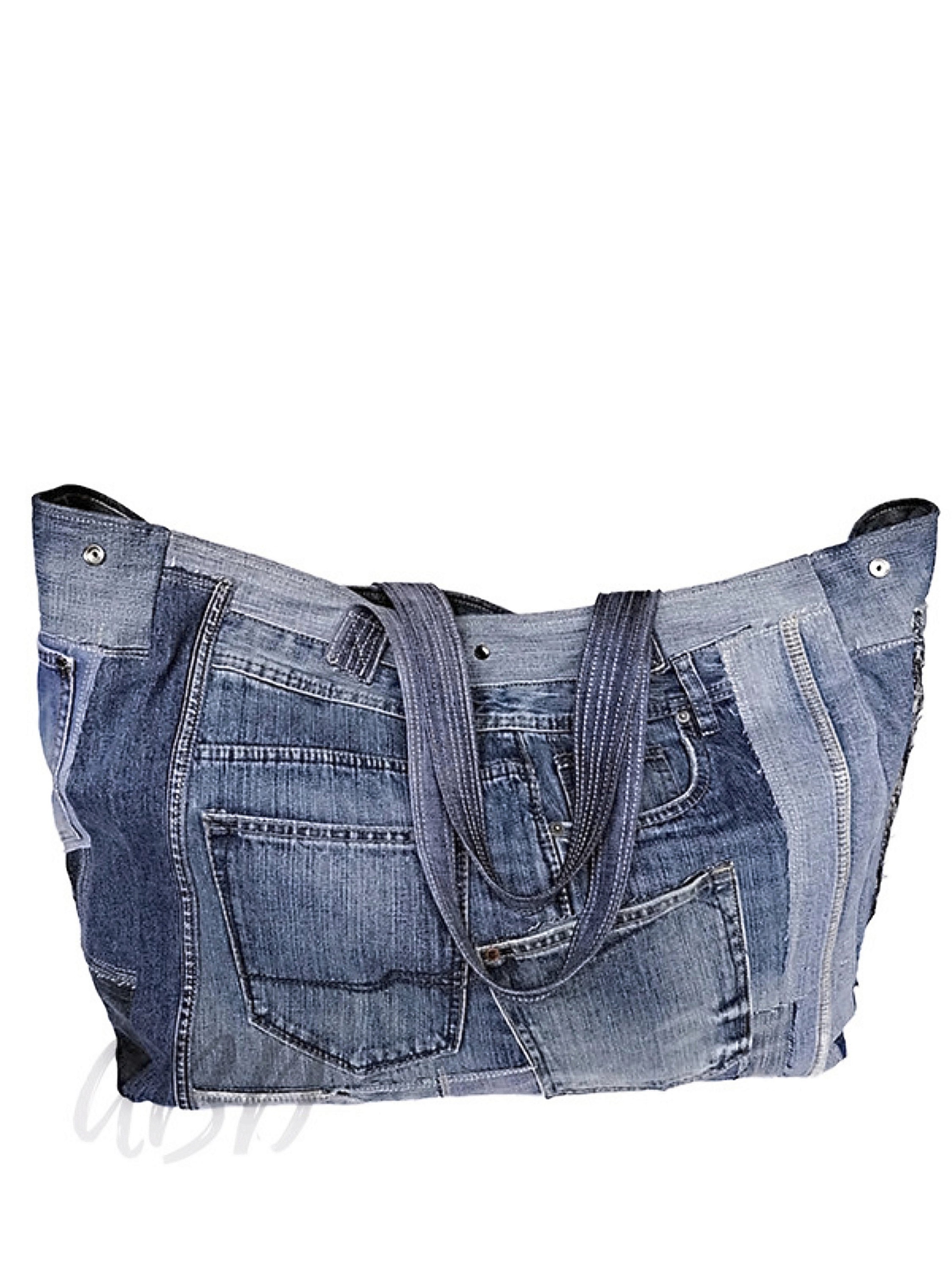 Jeans Tote Large Denim Tote Large Recycled Jeans Bag Jeans | Etsy