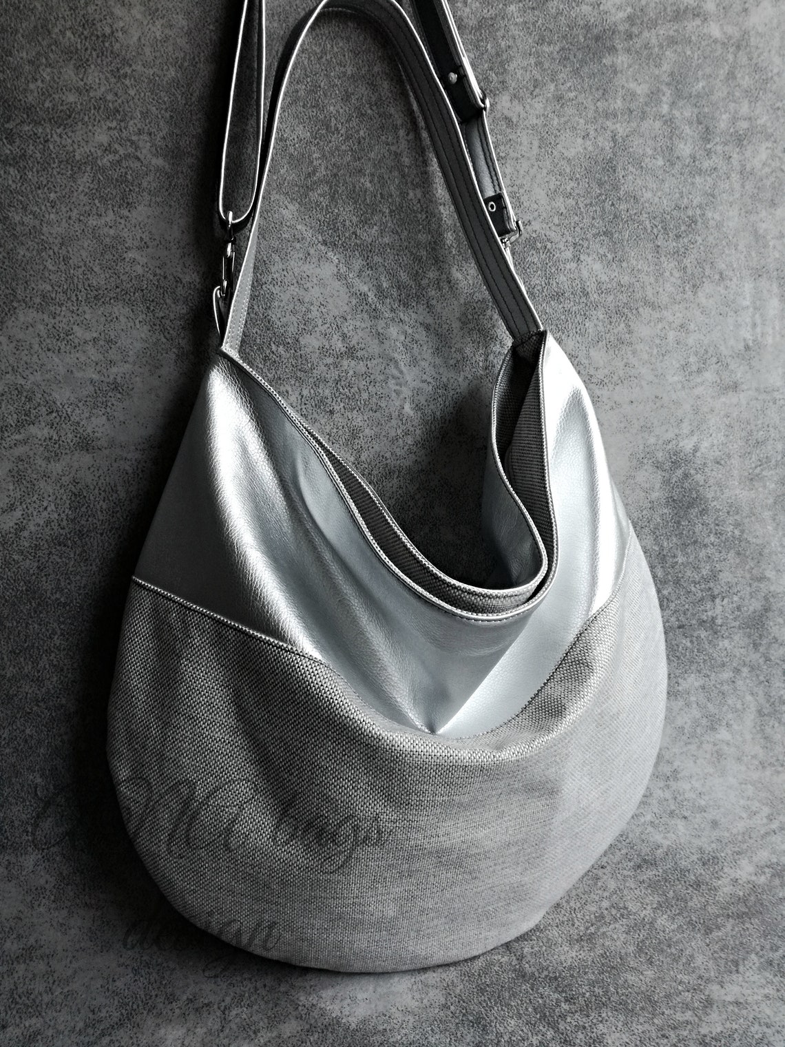 Shoulder Silver Bag Women Bag Hobo Bag Large Handbag Vegan - Etsy