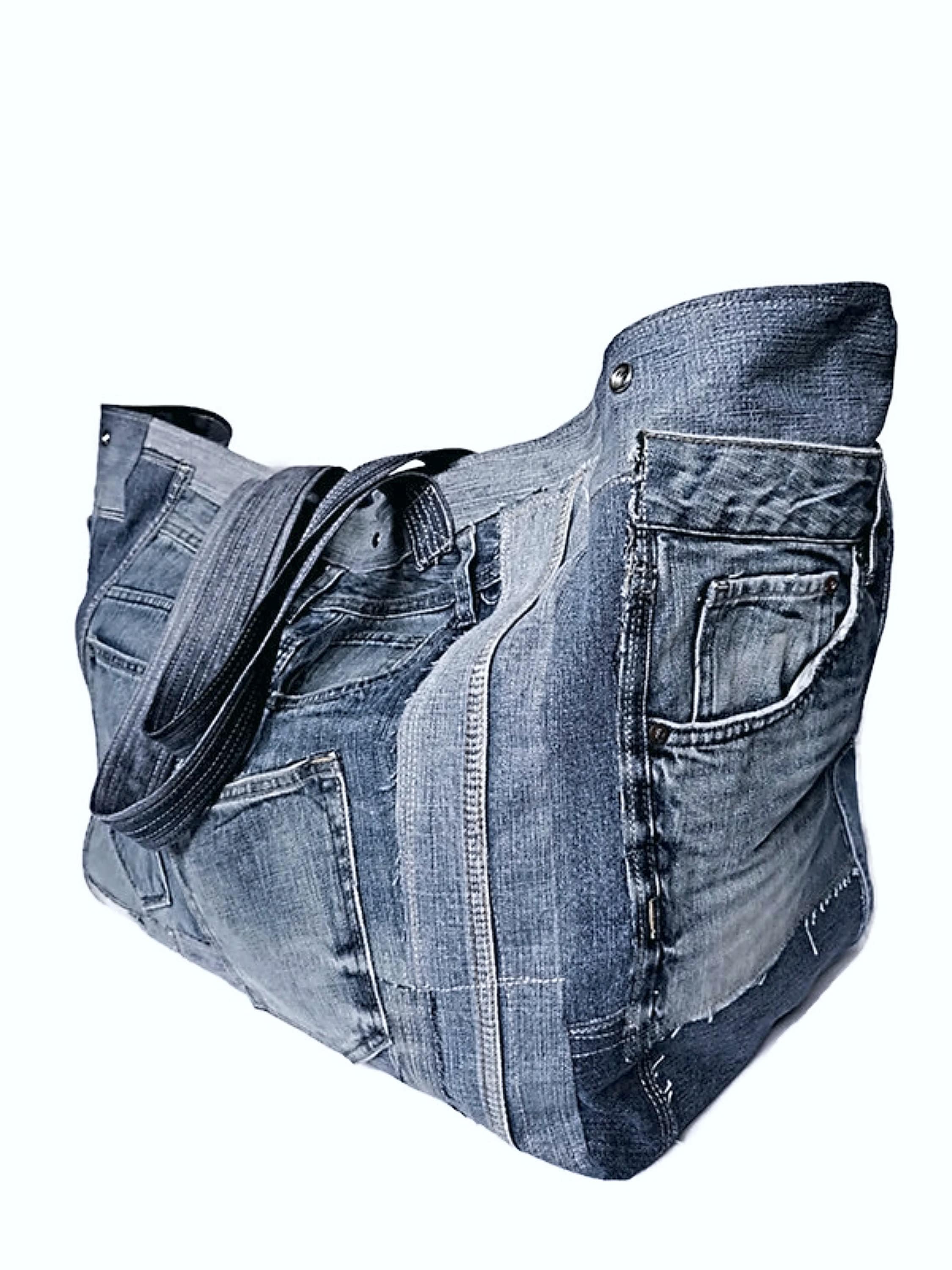 Jeans Tote Large Denim Tote Large Recycled Jeans Bag Jeans | Etsy