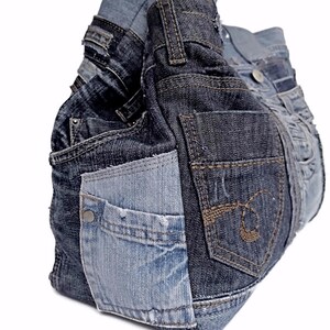 Recycled Jeans Bag Large Denim Bag Jeans Handbag Patchwork Denim Handbag Denim Purse Bag Jeans ...