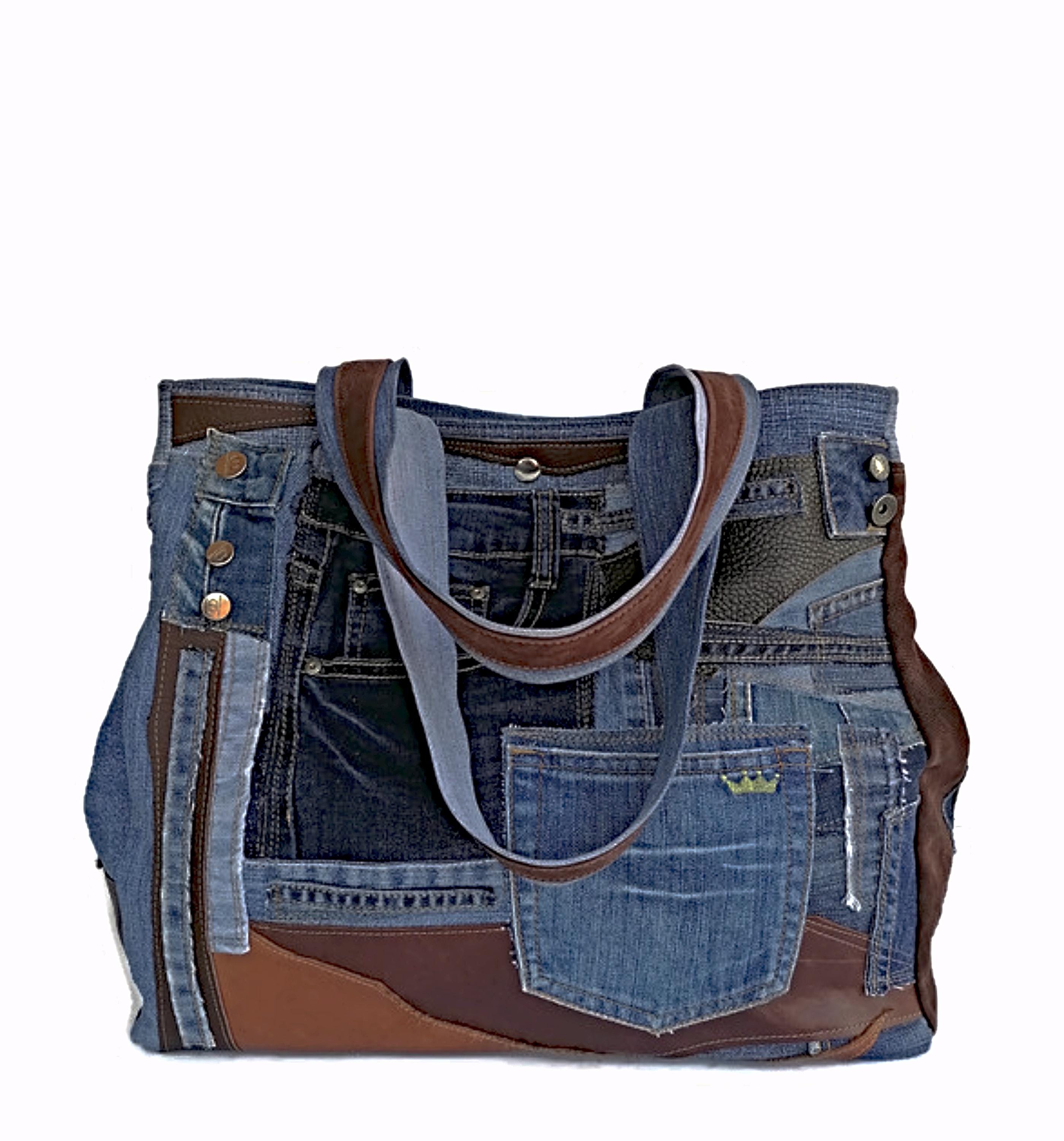 Oversized Recycled Denim Tote Bag: Extra Large Jeans Weekender - Etsy