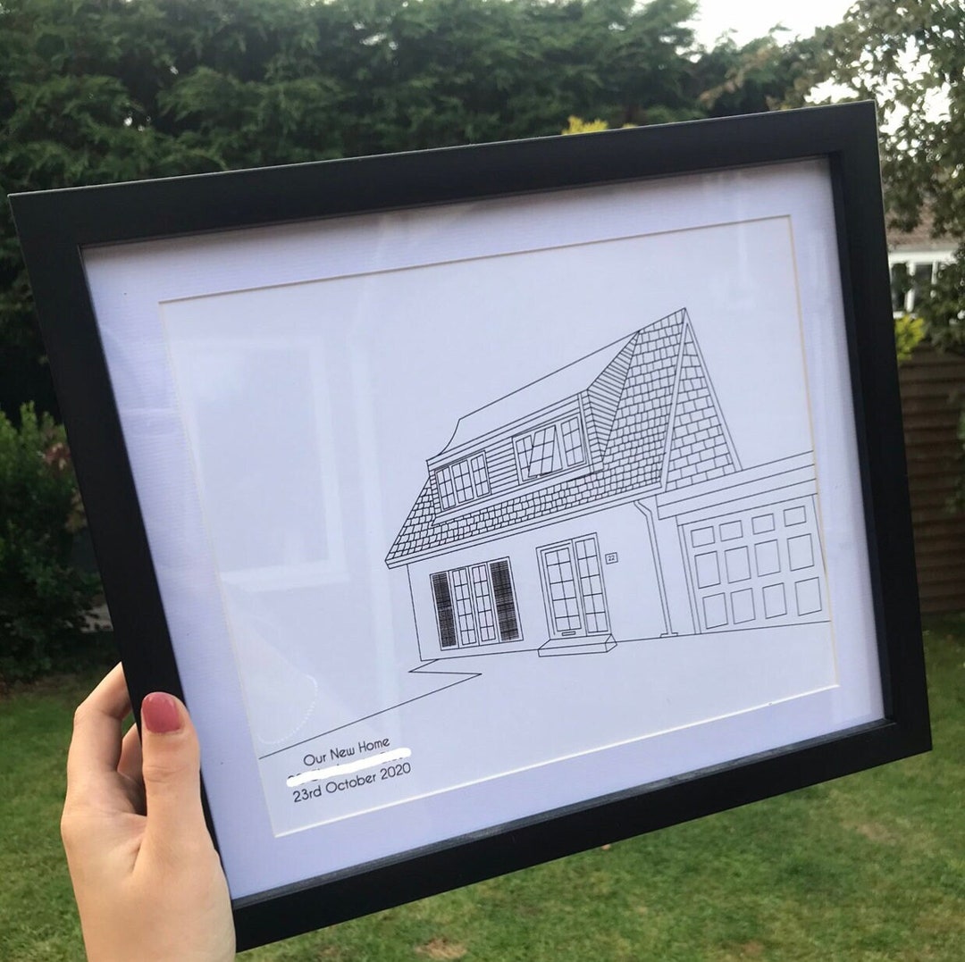 Personalised House Line Drawing, New Home Gift With/without Frame - Etsy