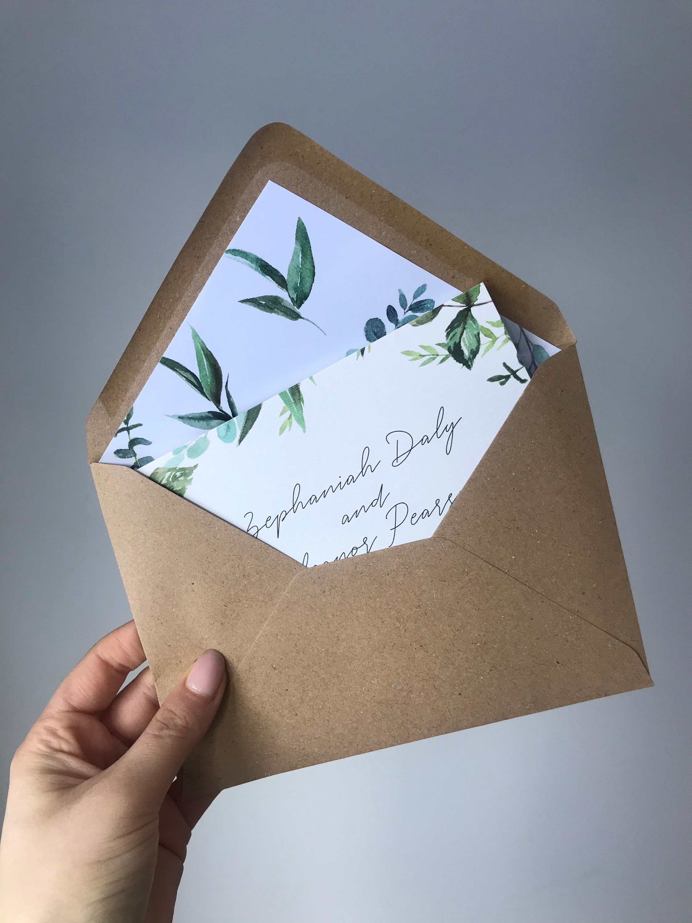 Eucalyptus Concertina Wedding Invitation With Kraft Envelopes With ...