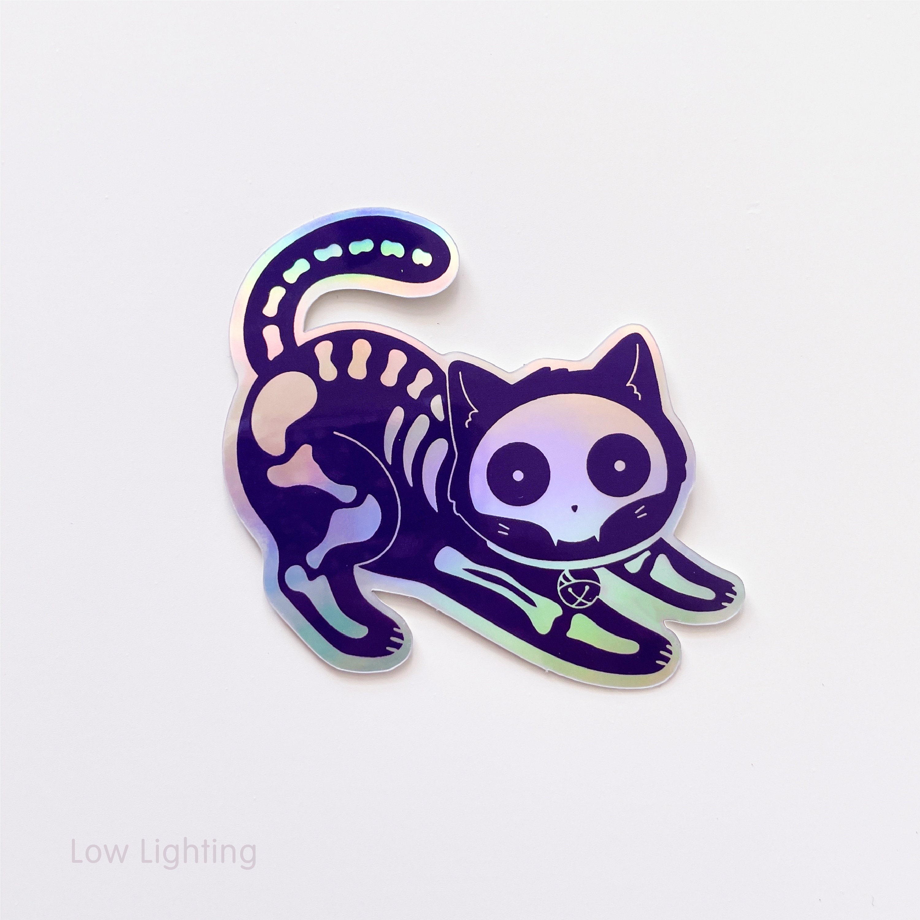 Holographic Black Cat Skeleton | Vinyl Sticker - Etsy Canada