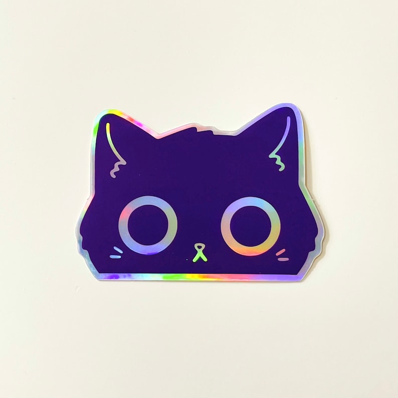 Holographic Black Cat Peeker Vinyl Sticker - Etsy Canada