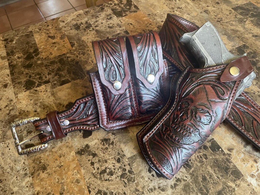 D.A.D CUSTOM LEATHER Plain Leather Wild Bunch 1911 Rig Hand Tooled Made ...