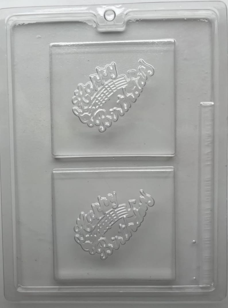 Chocolate Candy Mold - Happy Birthday Square Plaque With Music Notes ...