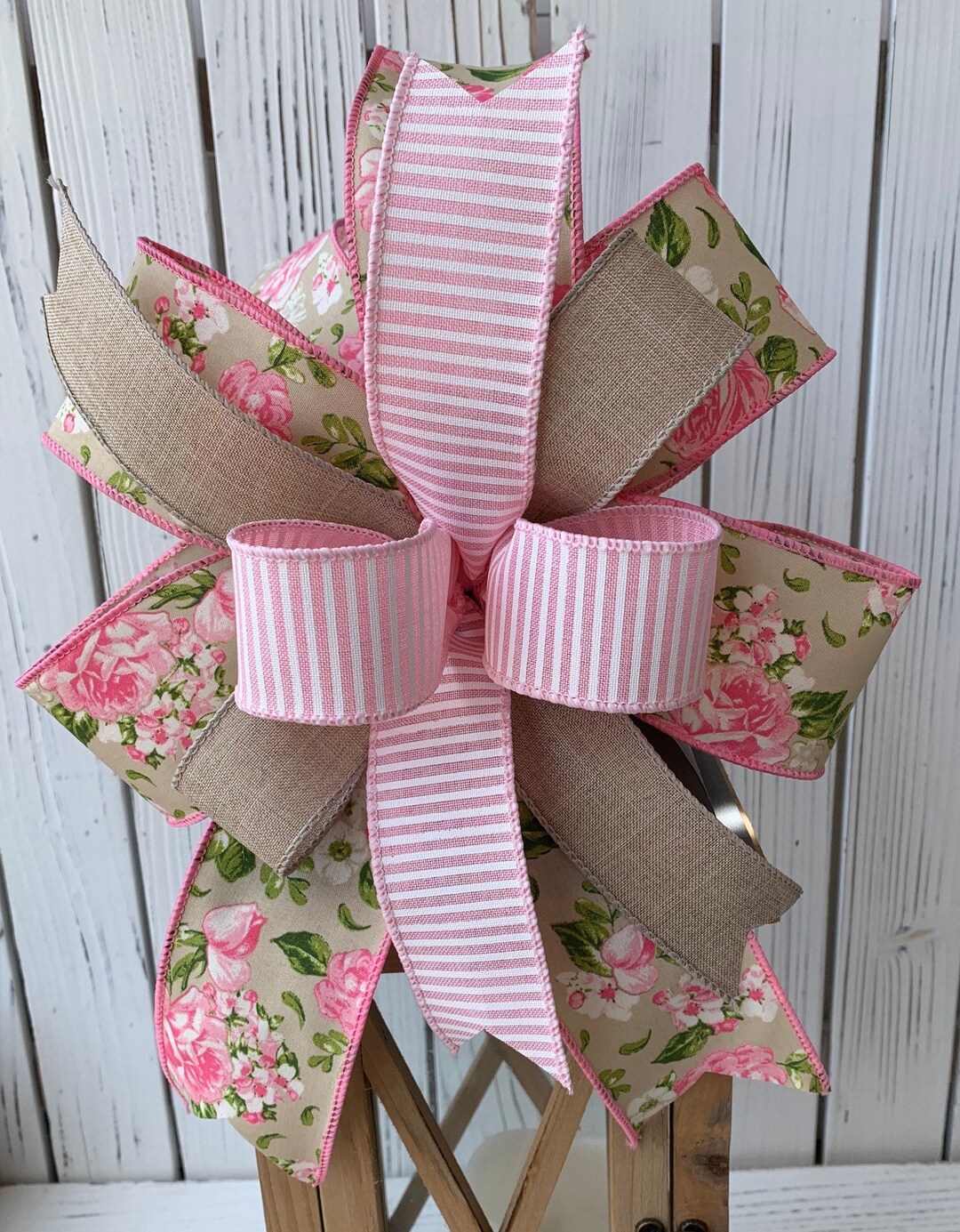 Summer Bow Spring Bow Pink Floral Bow Summer Lantern Bow - Etsy