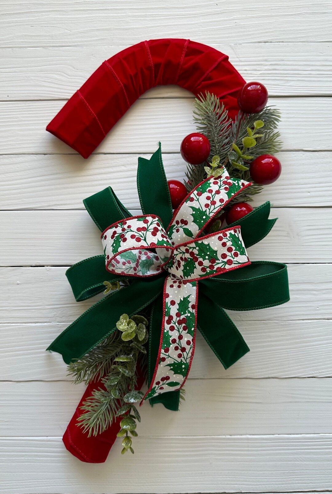 Candy Cane Front Door Wreath Red and Green Holiday Door - Etsy