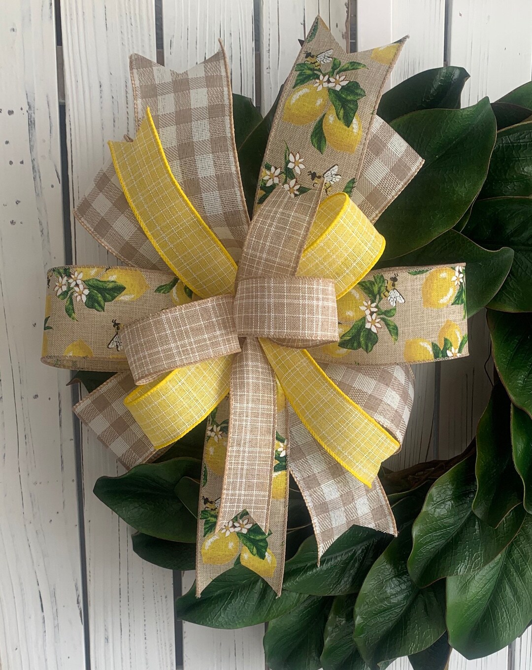 Lemon Wreath Bow, Spring Bow, Summer Bow, Lemon Home Decor Bow, Lemon ...