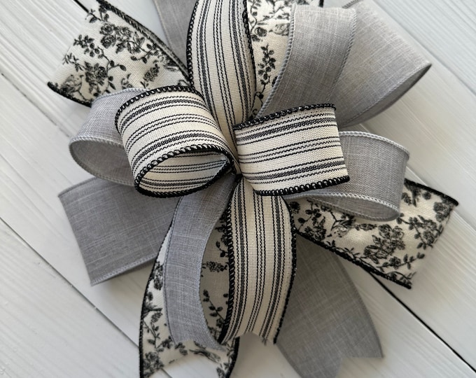French Country Accent Bow, French Toile Wreath Bow, French Toile Bow ...