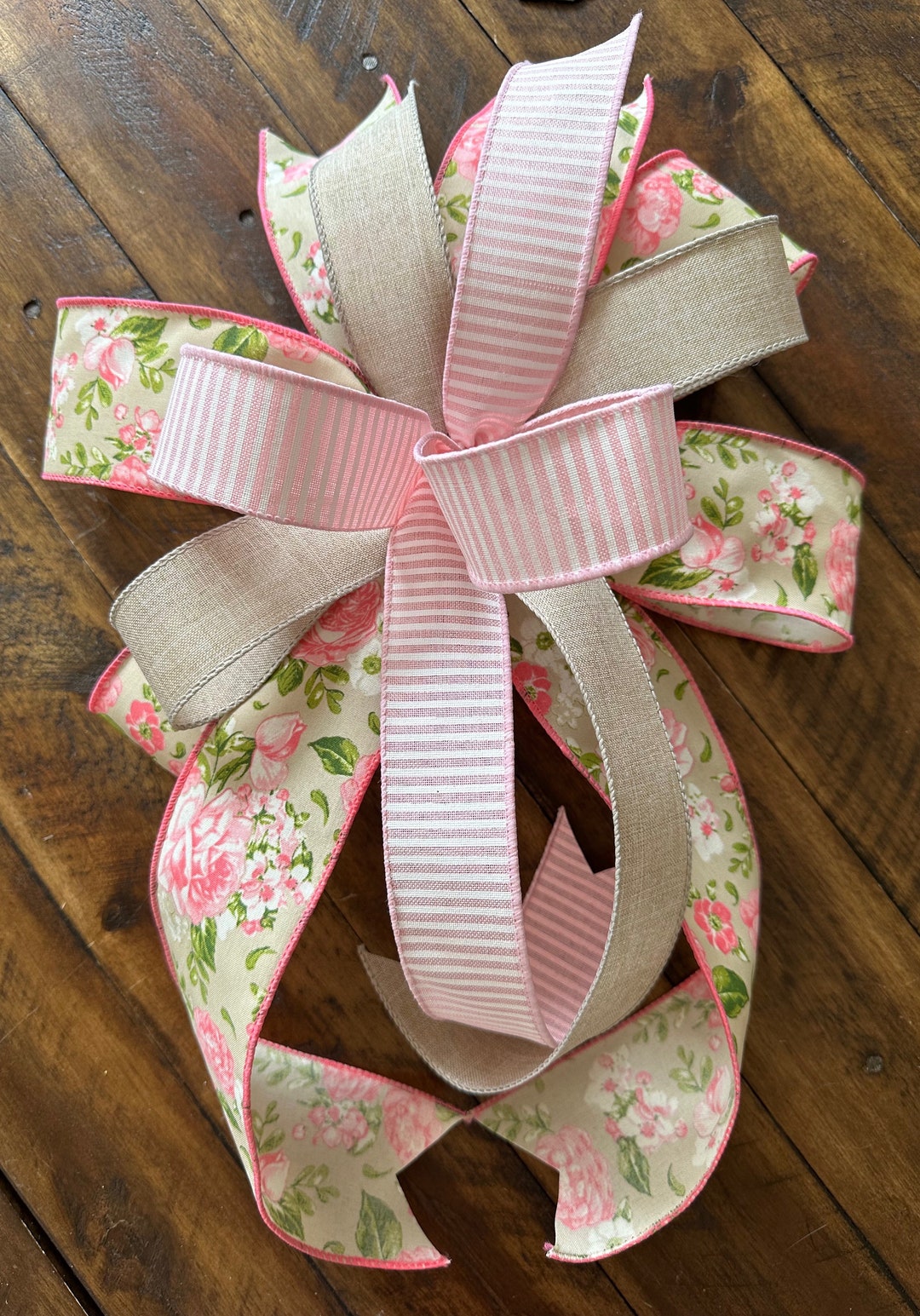 Summer Bow Spring Bow Pink Floral Bow Summer Lantern Bow - Etsy