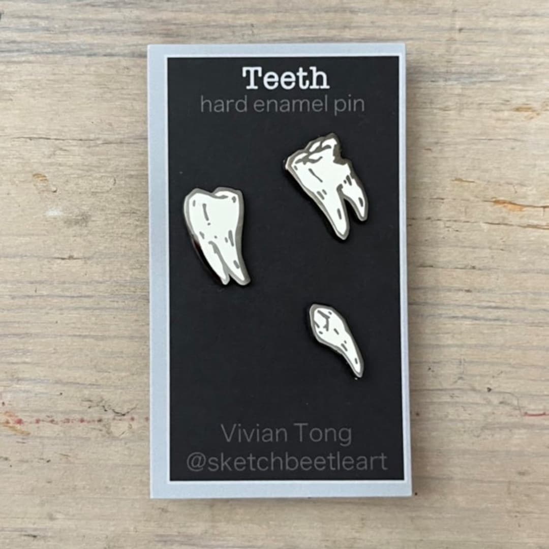 Teeth Black Nickel Plated Hard Enamel Pin Set || Small Lapel Pin ...